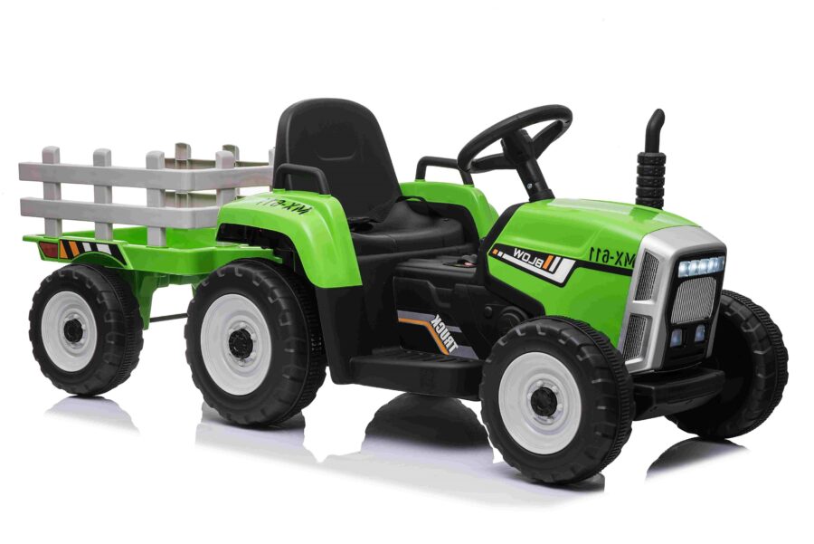 Elektrische Tractor 12V groen MP3 BlueTooth & trailer – Omidbikes